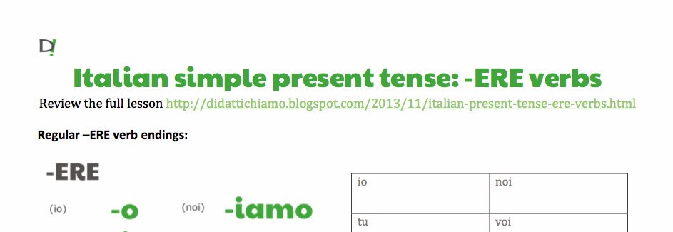 Didattichiamo!: Italian present tense: -ERE verbs