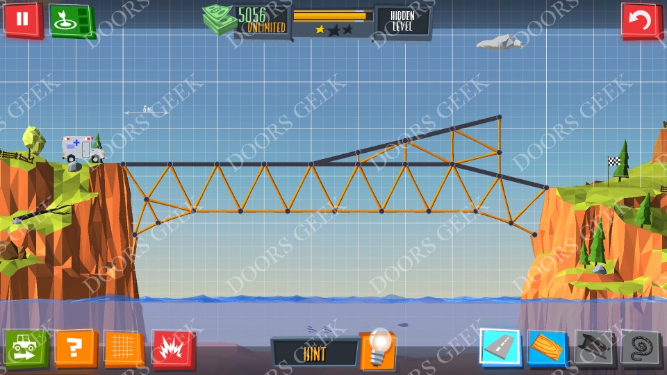 Build a Bridge! Hidden Level 1 Solutions ~ Doors Geek