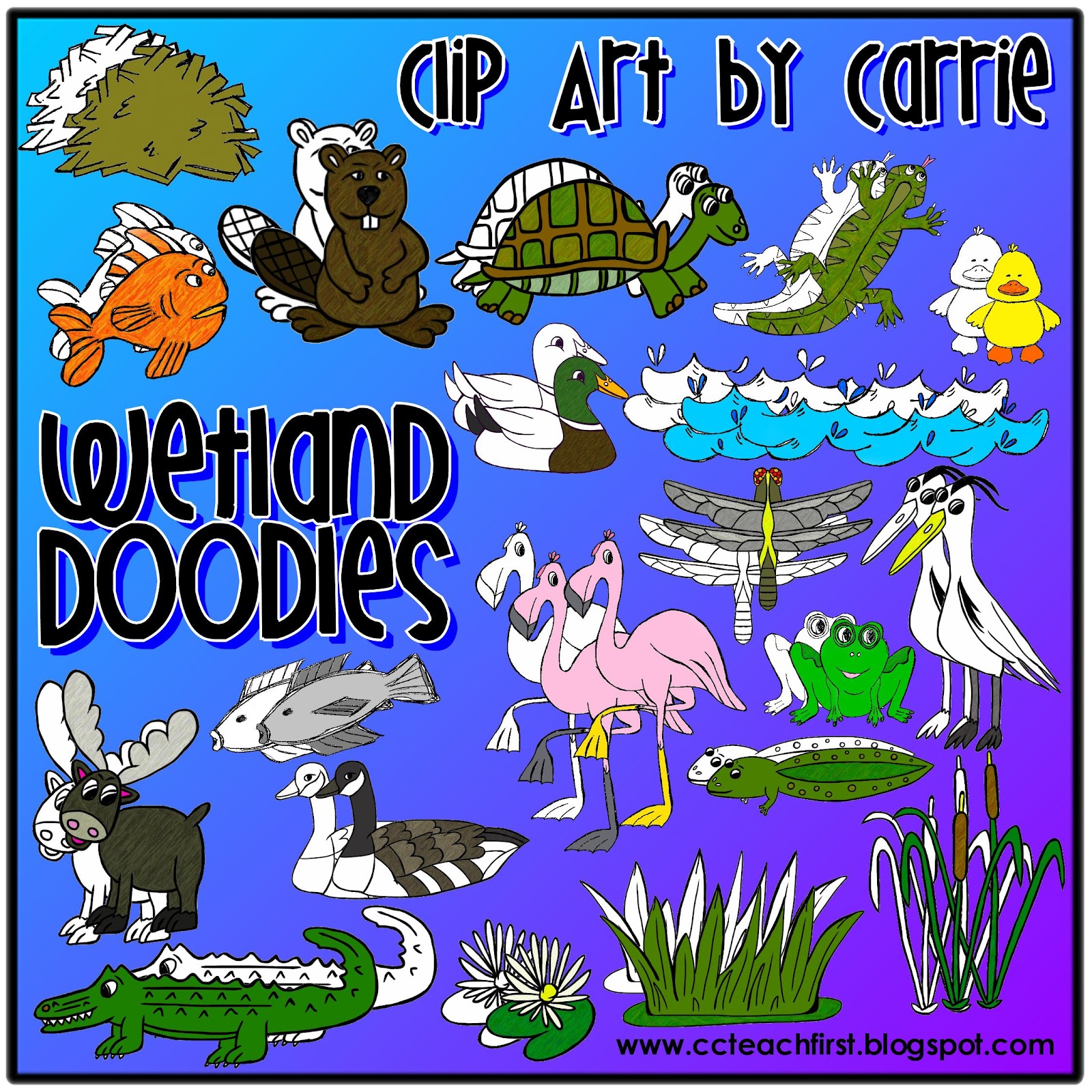 Clip Art by Carrie Teaching First: Wetlands Habitat Doodles Digital ...