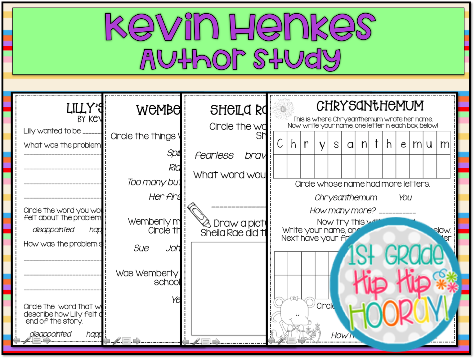 1st Grade Hip Hip Hooray!: Kevin Henkes Author Study