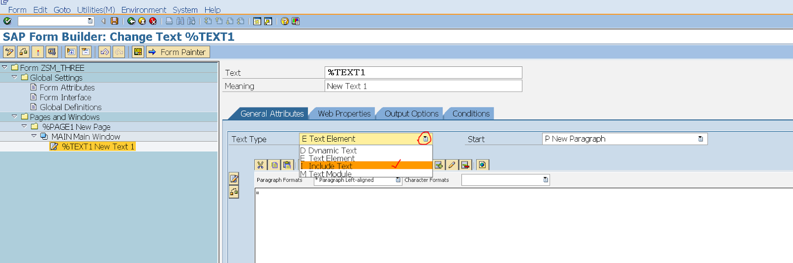 TECHSAP : 3.Smartform- Using Standard Text in window