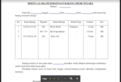 Contoh Berita Acara Penghapusan Barang Inventaris Tahun 2017 ~ RKS RKAS ...
