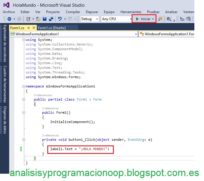 Análisis y Programación: Programación en C#. Cómo hacer un “Hola Mundo ...