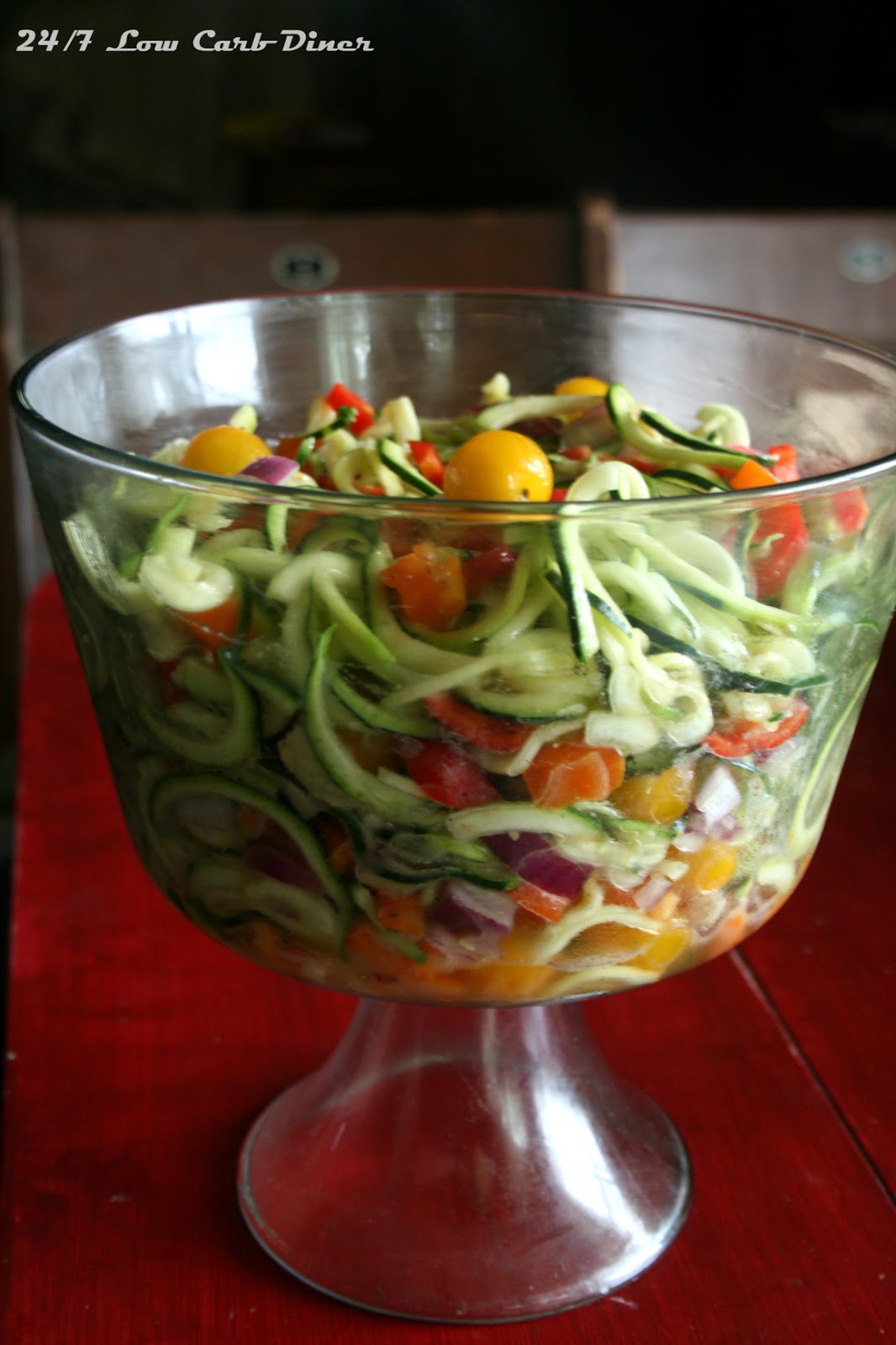 24/7 Low Carb Diner: Thai Sesame Lime Zoodle Haystack Salad