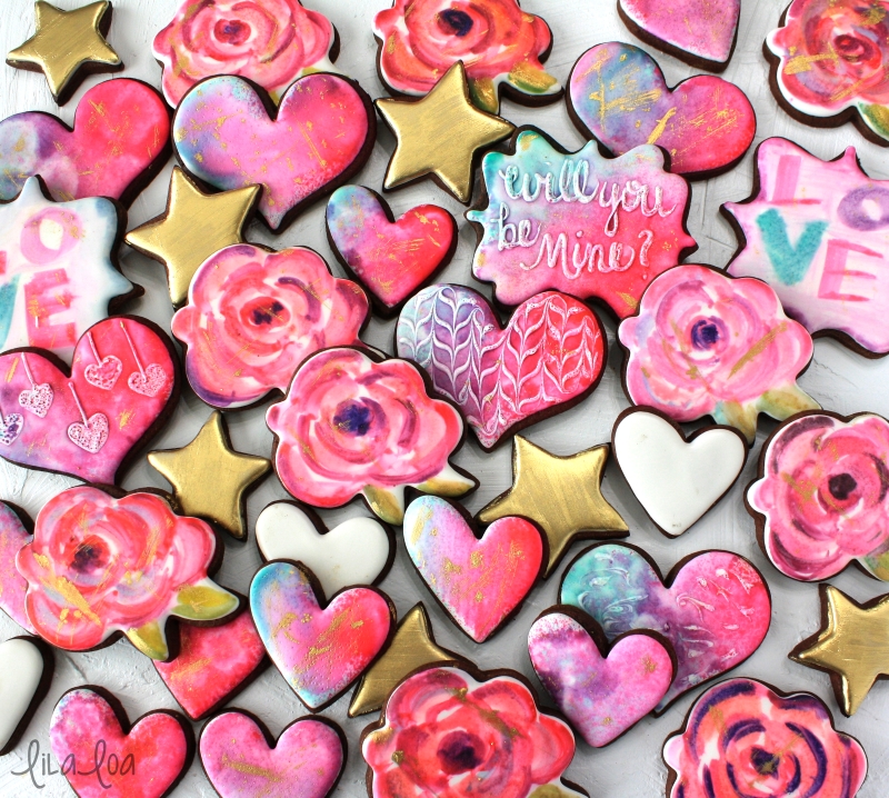 How to Make Decorated Watercolor Rose Sugar Cookies