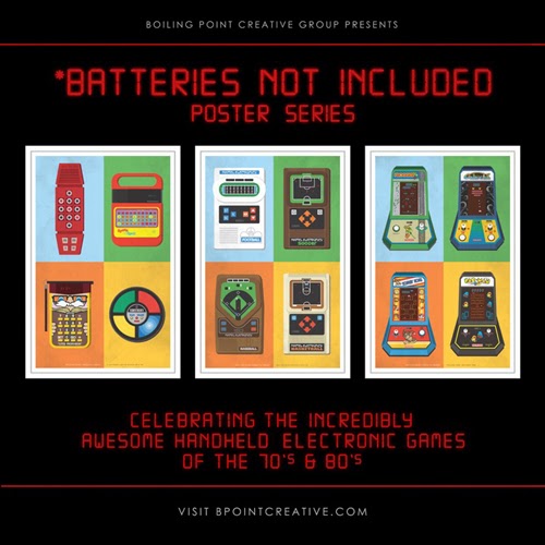 'Batteries Not Included' Poster and Card Series by Boiling Point