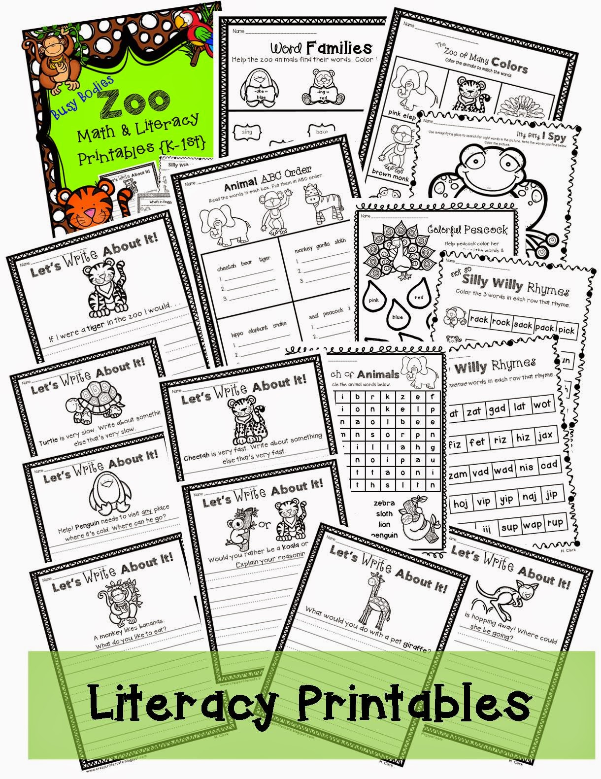 Crazy Critter Cafe : Back to School Blues & Some Zoo Themed FREEBIES