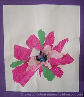 Use Your Coloured Pencils: Tissue Paper Flower Collages