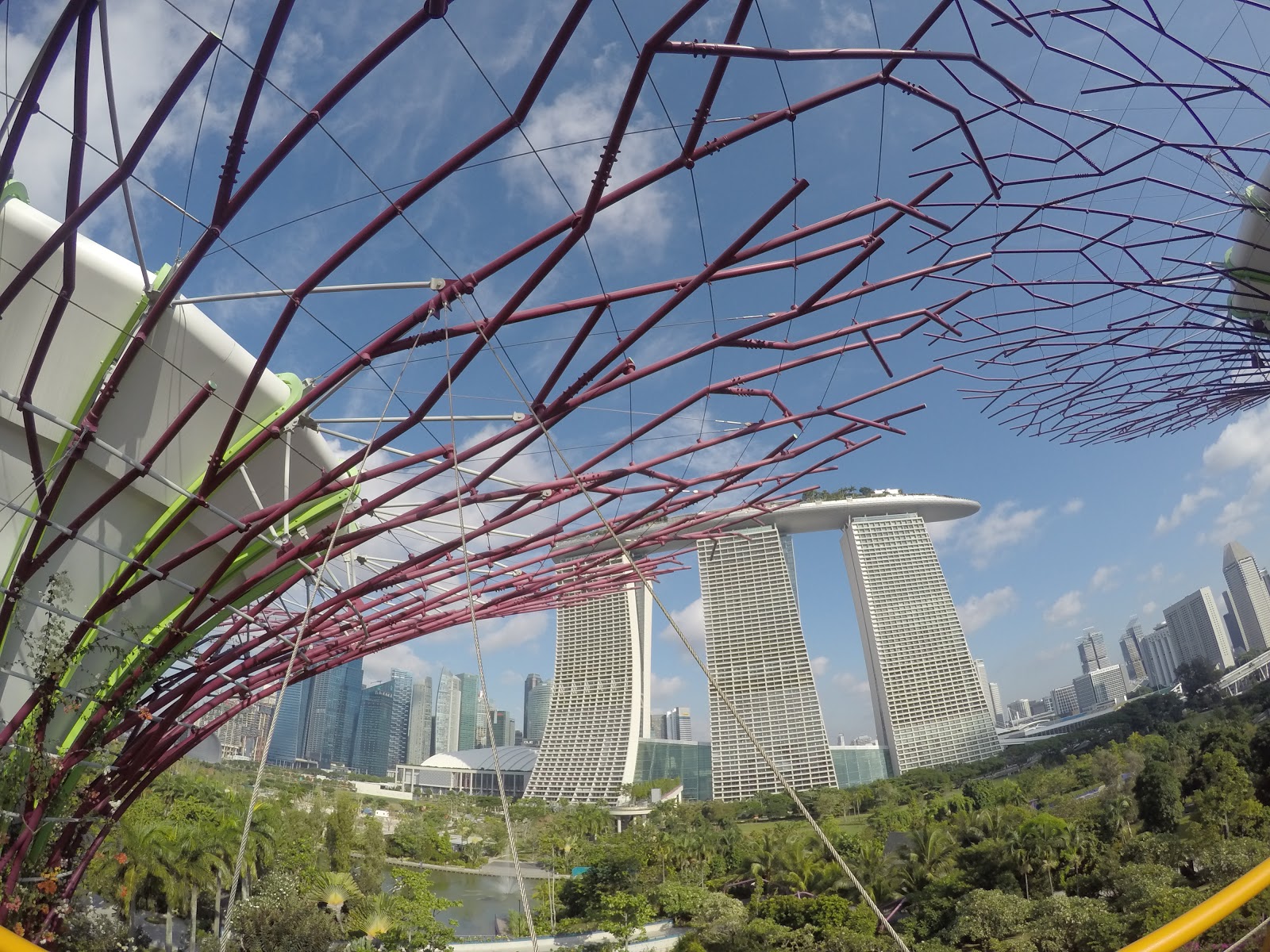 Marina bay sands view through the supertree artificial leaves free ...