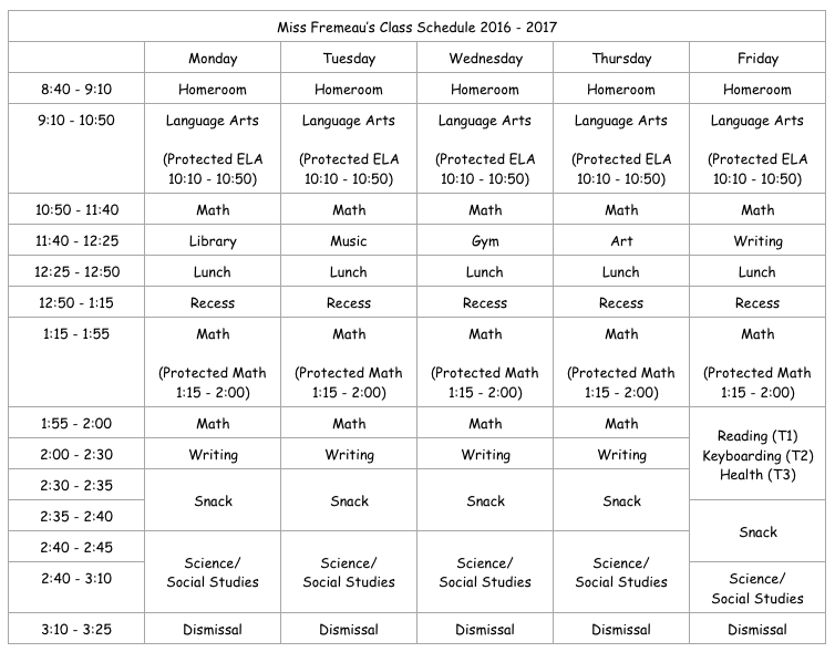 Mrs. Menken's Class: Daily Schedule