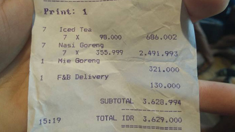 Heboh! Harga Yang Tertera Pada Struk Pembayaran Makanan Ini Bikin ...