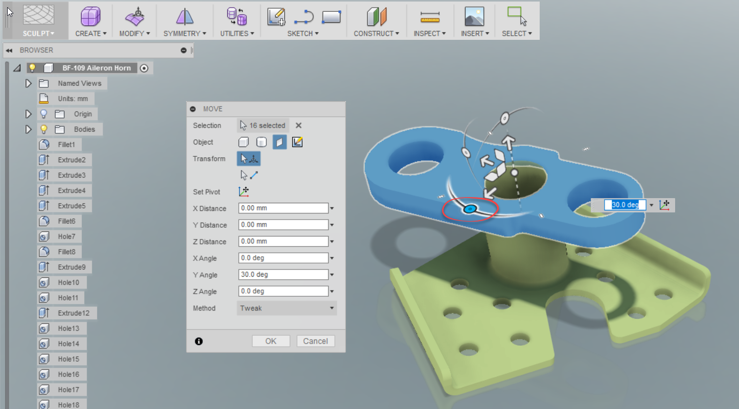 An example of rotating the flange