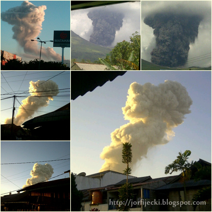 Letusan Gunung Lokon dari berbagai sudut