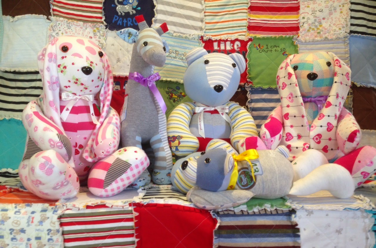 Bubbles and Bibs: Memory quilts,bears and pillows
