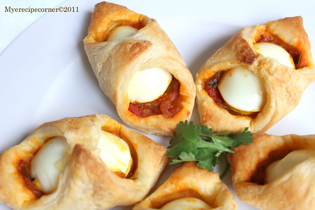 Mye's Kitchen: Egg Puffs( Indian style curried eggs in puff pastry)