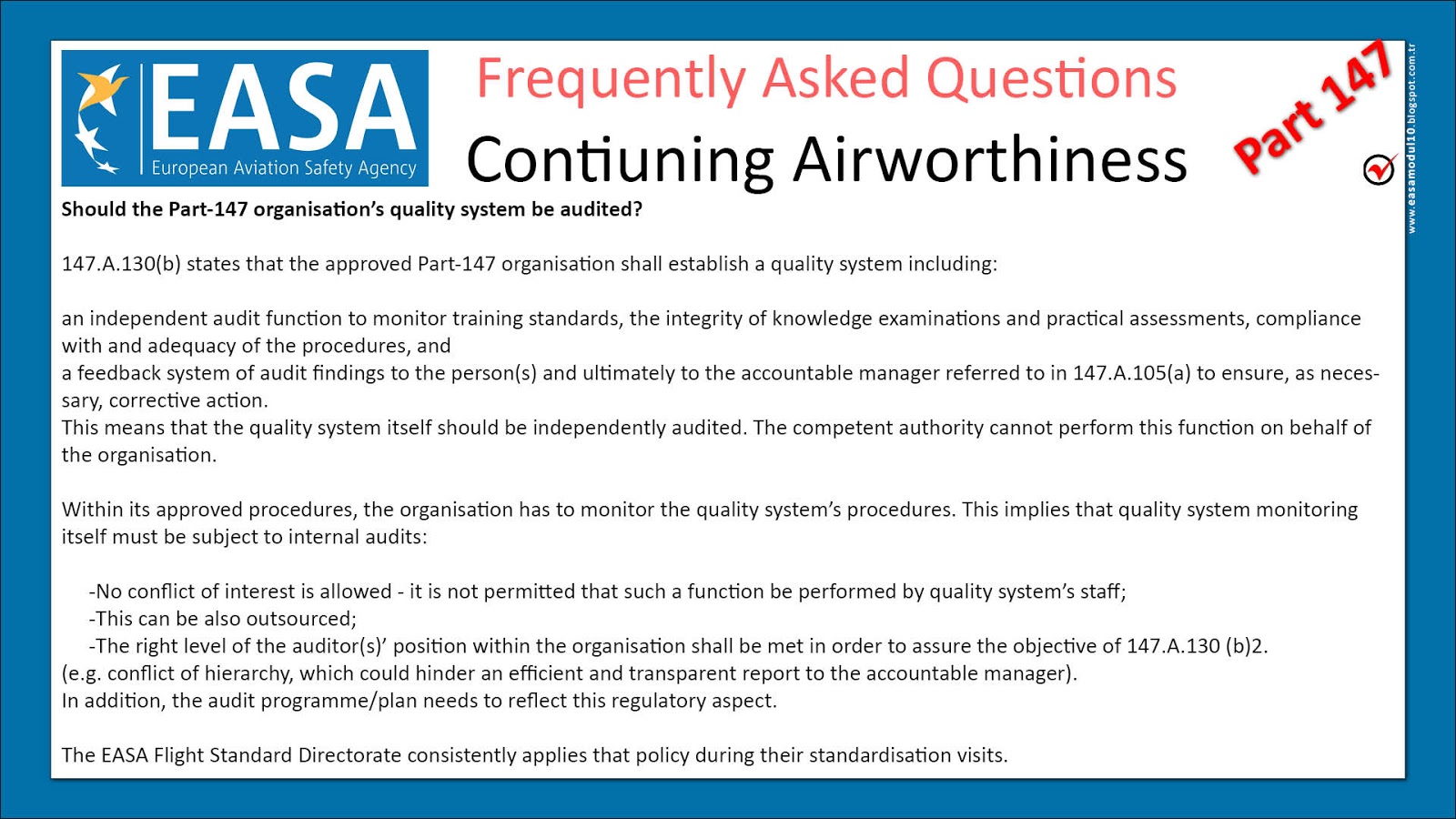 Aviation Legislation: EASA Part 147 Frequently Asked Questions