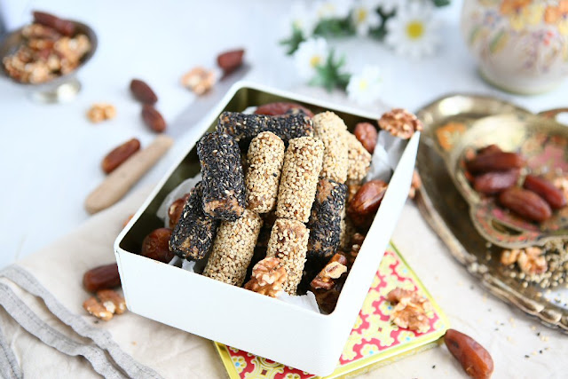 Fresh Ginger, Walnuts and Sesame Seed Logs