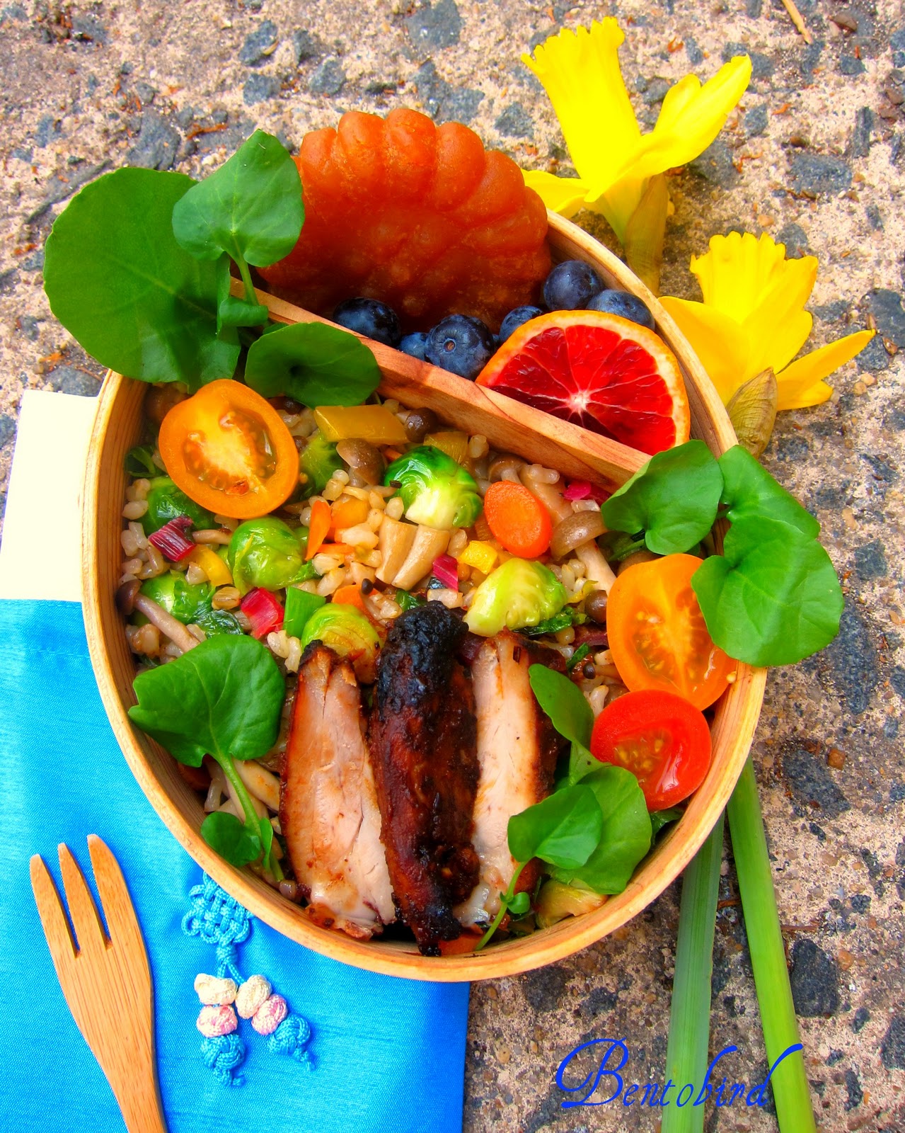 Bentobird: rainbow rice bento