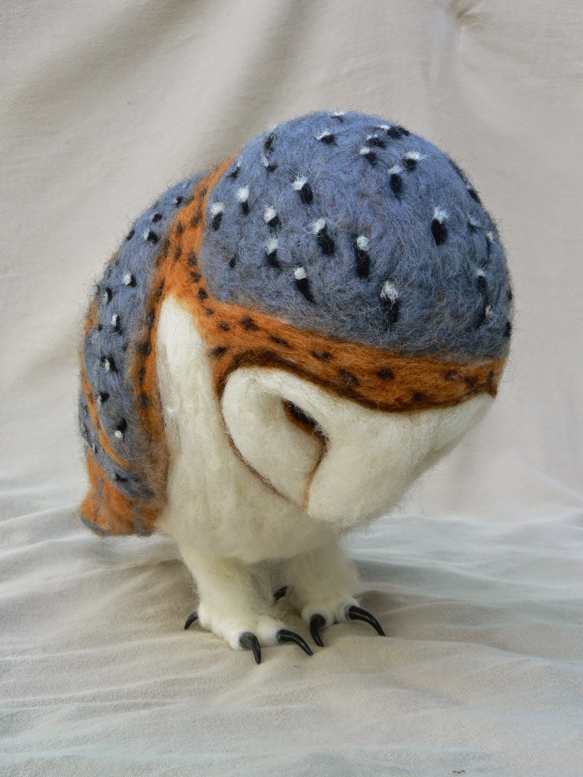 Plains Song Studio: Needle Felted Barn Owl: Reflection