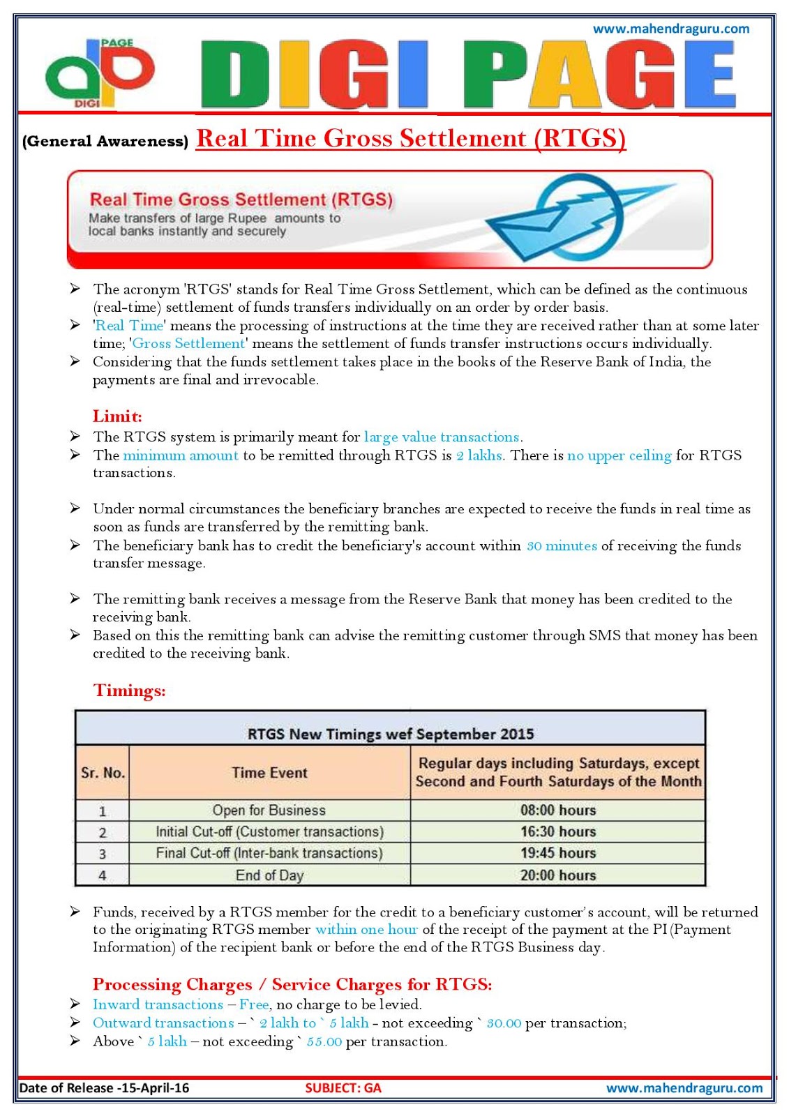 Digi Page - General Awareness - 15.04.2016
