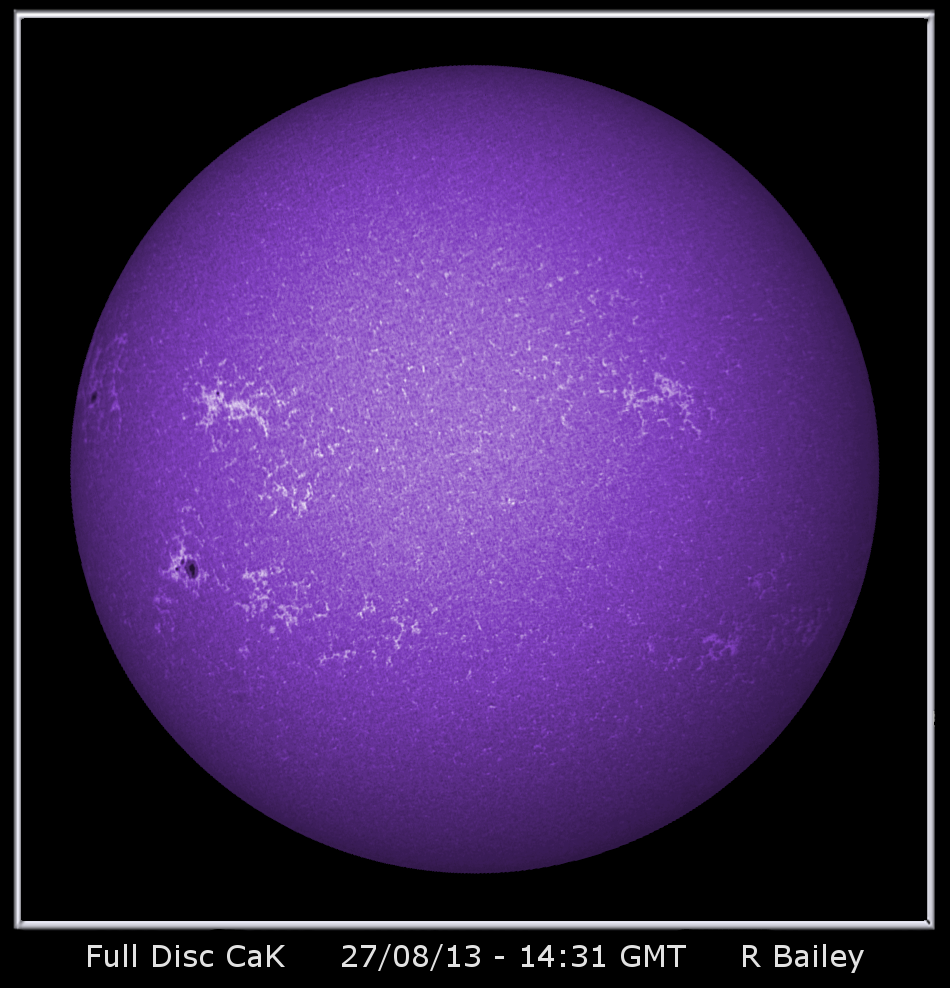 Solar Observations by R Bailey: Sun in Calcium K line 393.3 nm