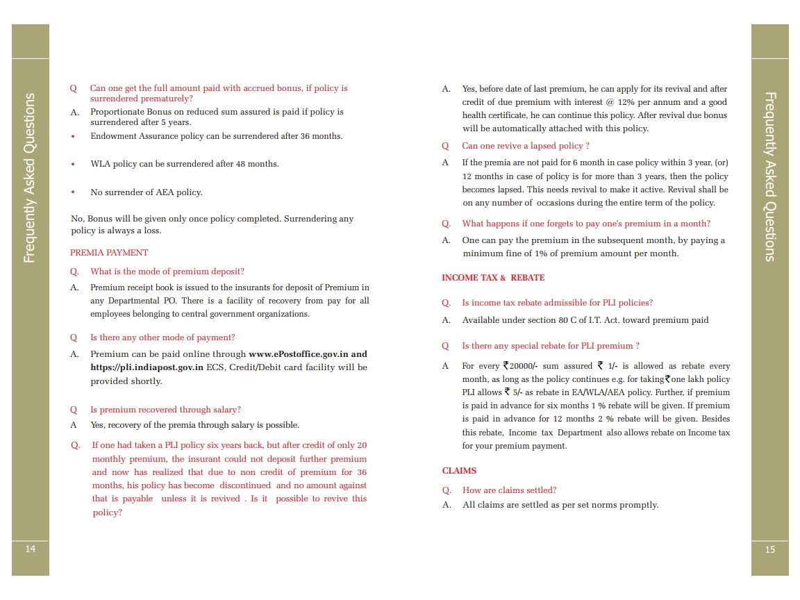 DOP ORDERS: Postal Life Insurance/ Rural Postal Life Insurance Booklet