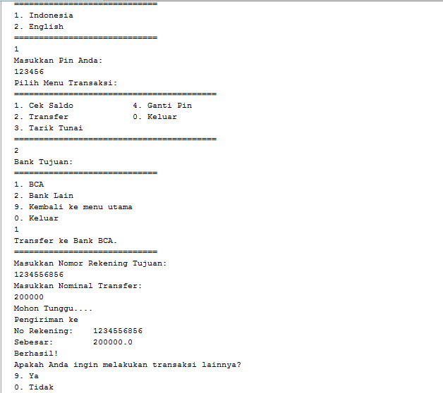 Program Sederhana Java Program Atm Machine Java Netbeans