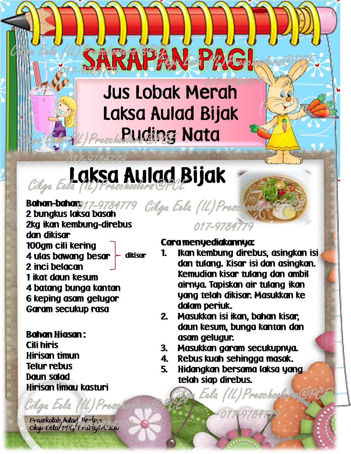 CIKGU EELA (IL) PRESCHOOLERS @ PCE: Menu Pemakanan Seimbang Kanak-Kanak ...