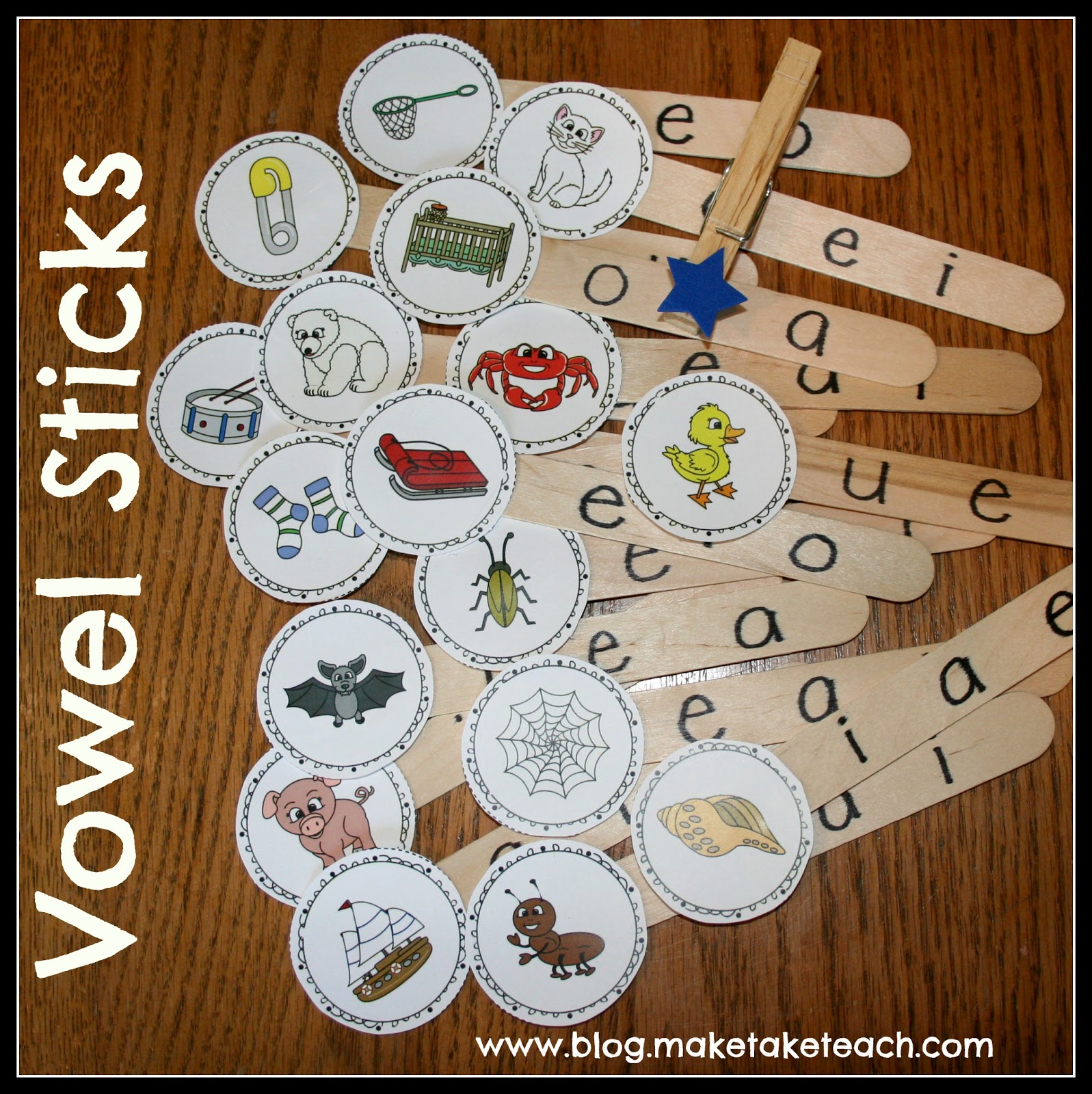 Vowel Sticks - Classroom Freebies