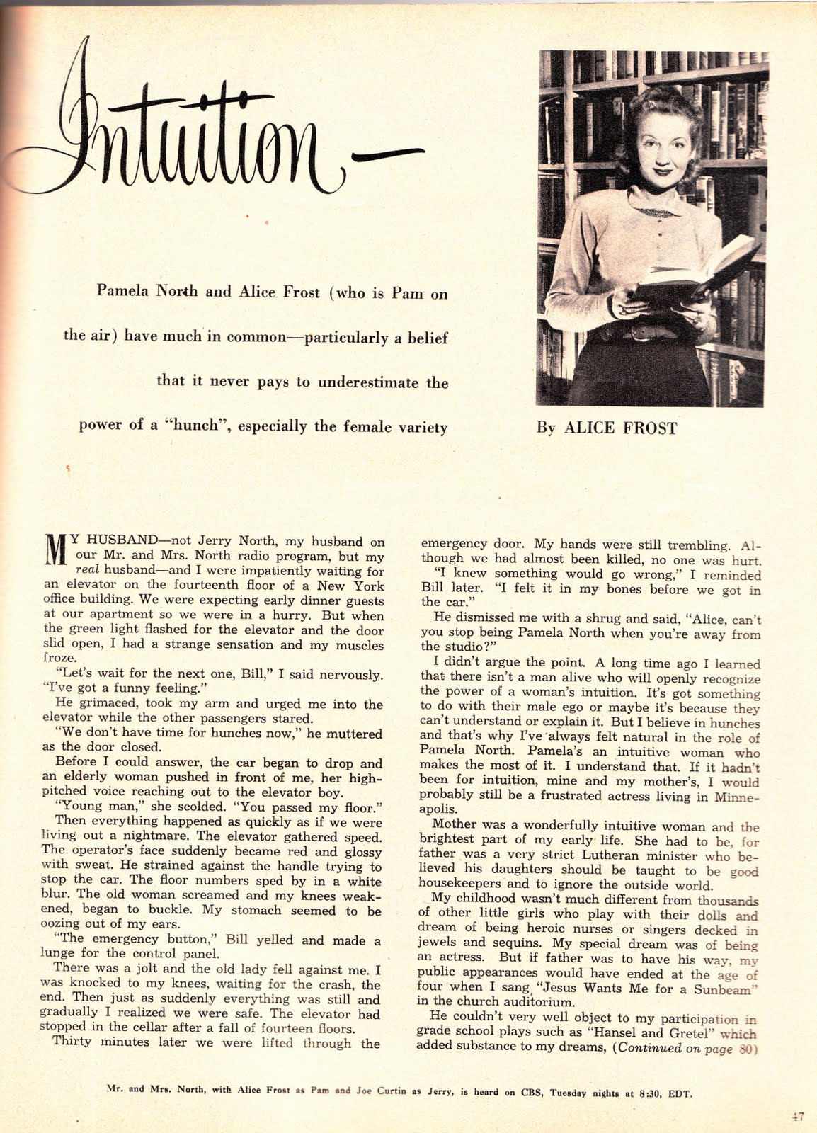 A Womans Intuition Alice Frost In Mr And Mrs North Golden Age Of Radio
