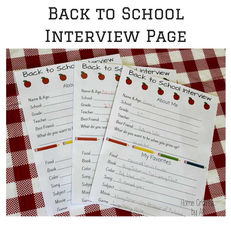 Back to School Interview Page - Home Crafts by Ali