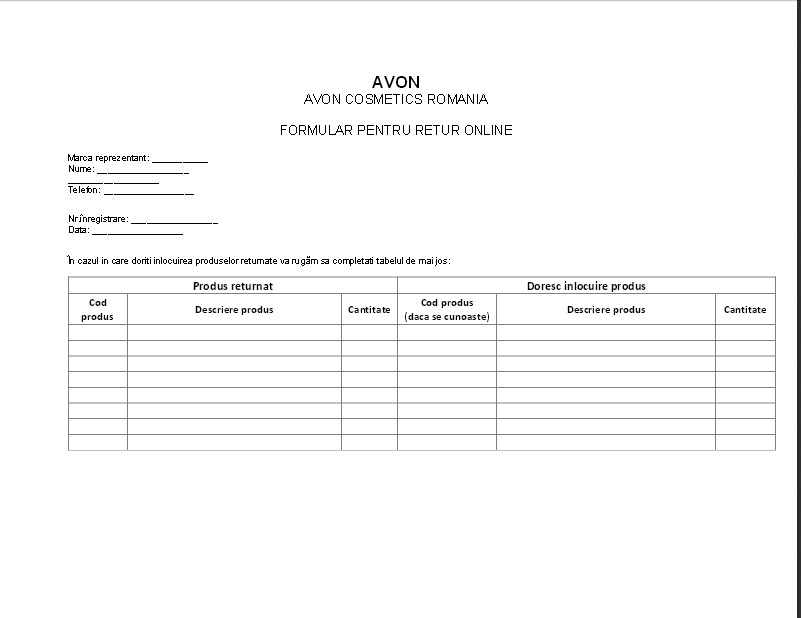 formularul se completeaza din contul tau de reprezentant sectiunea ...