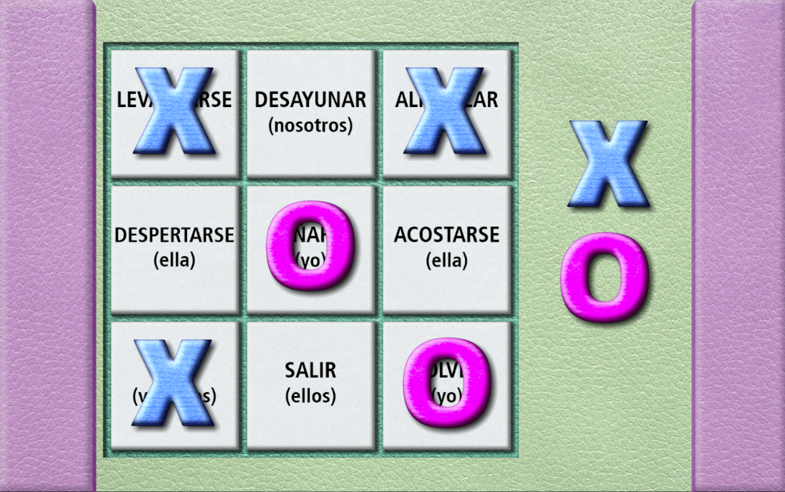 Me encanta jugar en español: Tres en raya - Juego de conjugación