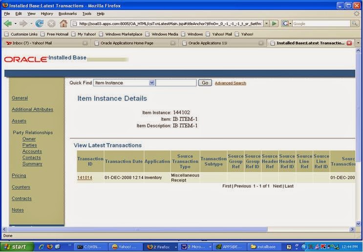 Oracle Applications: Oracle Install Base Oracle Applications: Oracle Install Base