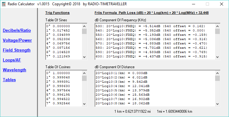RADIO-TIMETRAVELLER: Radio Calculator Program v1.0015