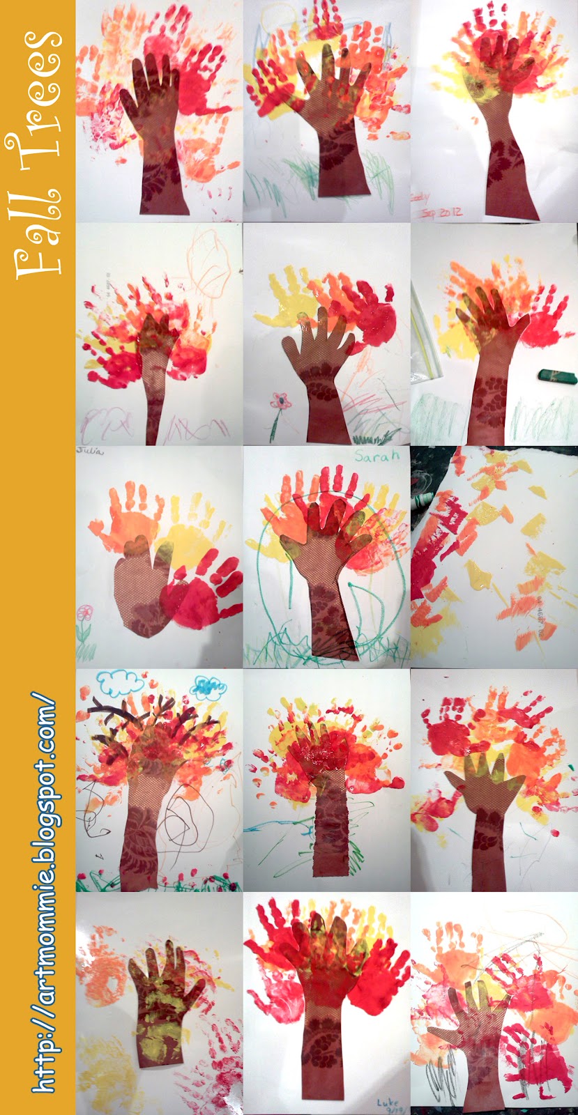 ArtMommie: Fall Trees - handprints Mommy and Me Class