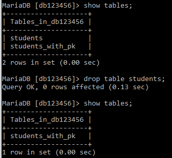Database Laboratory: Delete a Table