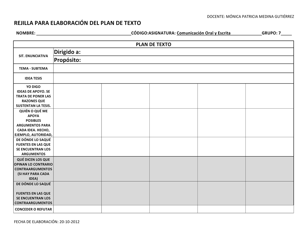 COYE 7 2013 01: Plan de texto