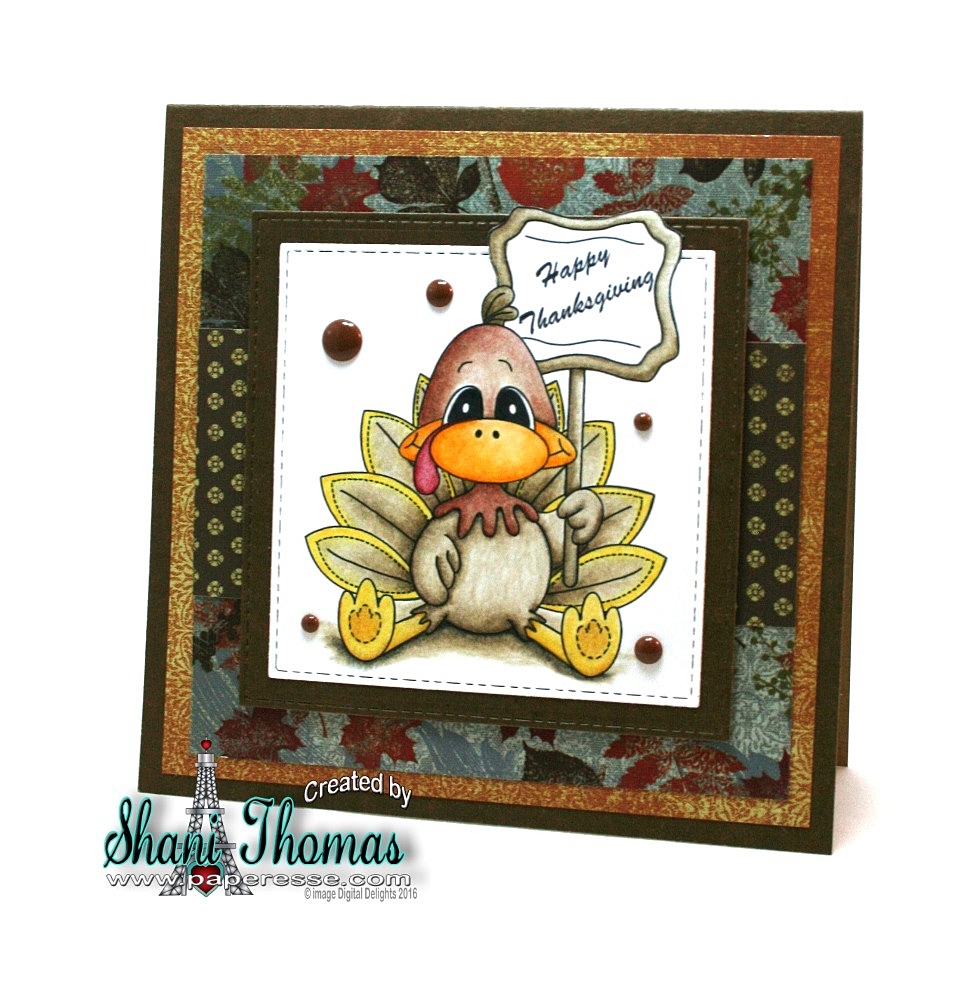 Digital Delights Tiny the Turkey digital stamp Thanksgiving card idea ...