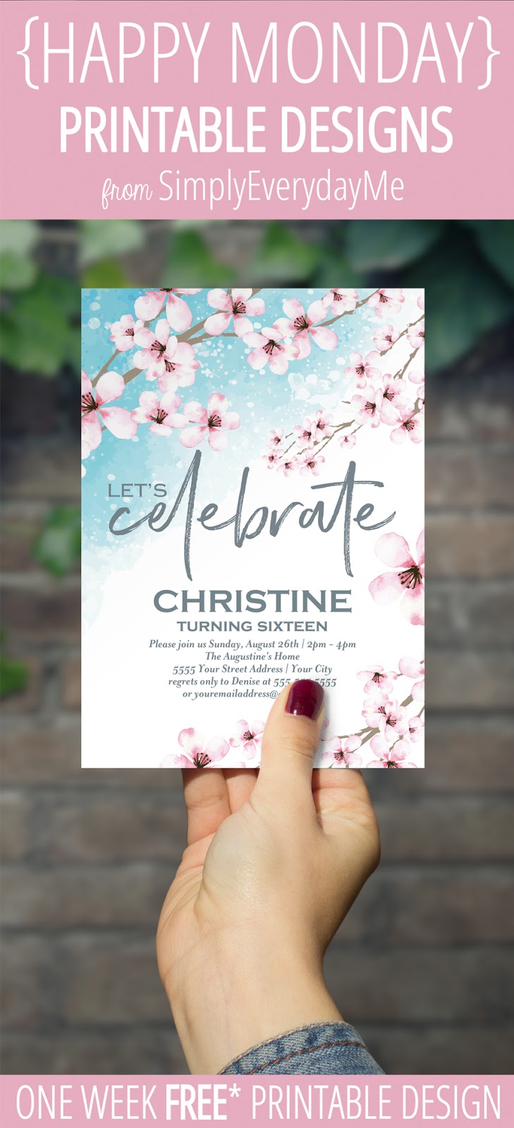 SimplyEverydayMe: {HAPPY MONDAY}... CHERRY BLOSSOM INVITATION...