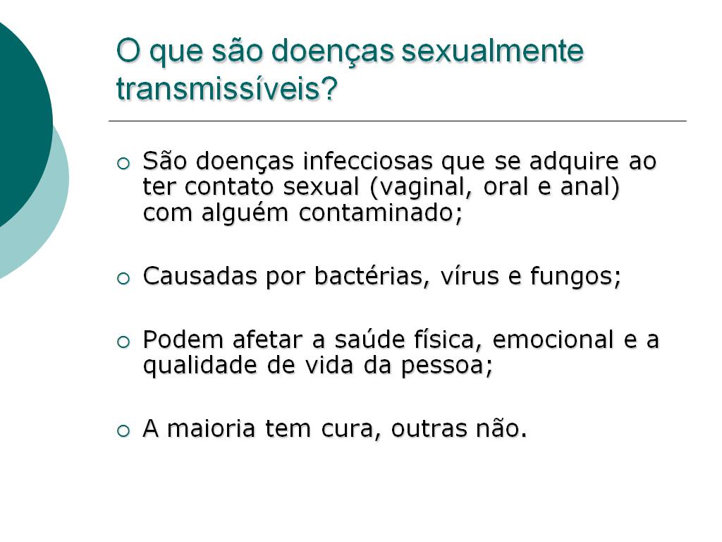 Educação e Saúde: Slides sobre DST