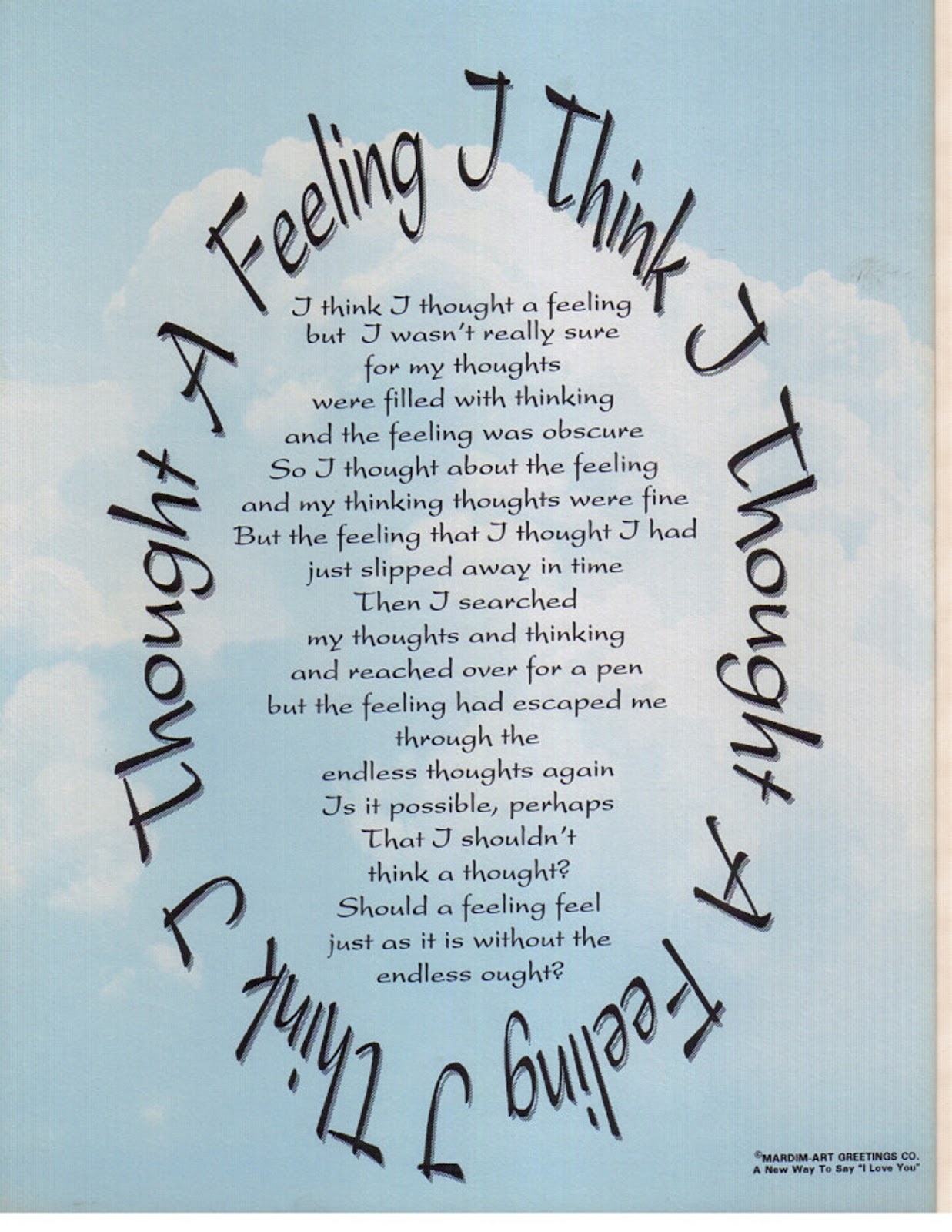 Small Talk - Ideas of Worth: I Think I Thought A Feeling