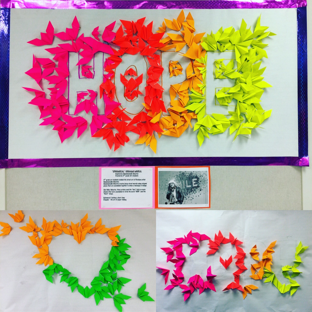 Make A Mark: "Hope" Origami mural created by 5th grade inspired by ...