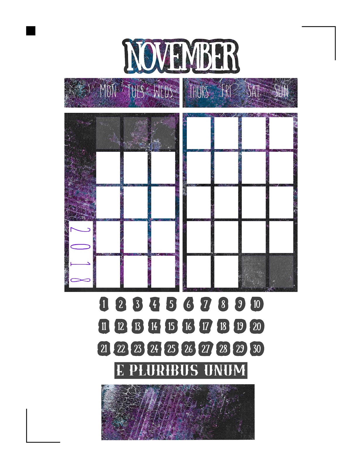 Miscellaneous Juxtapositions: November Month-at-a-Glance Freebie