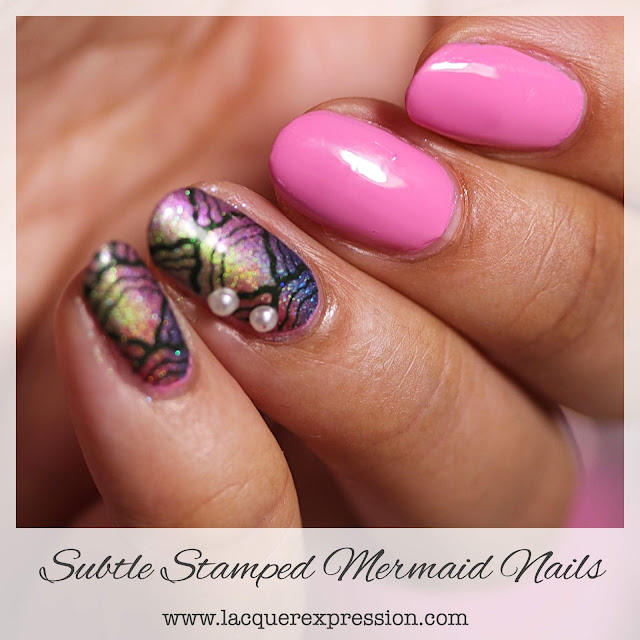 Stamped Mermaid Summer Nail Design - LacquerExpression