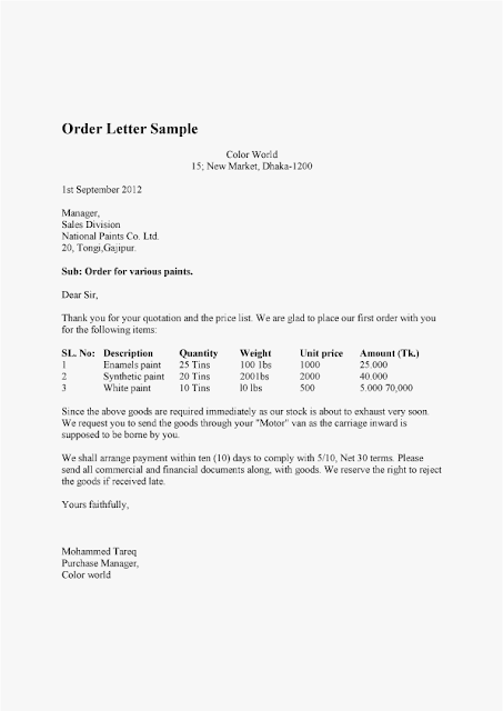 Sample Order Letter And Complaint Letter | Dedy Armanto