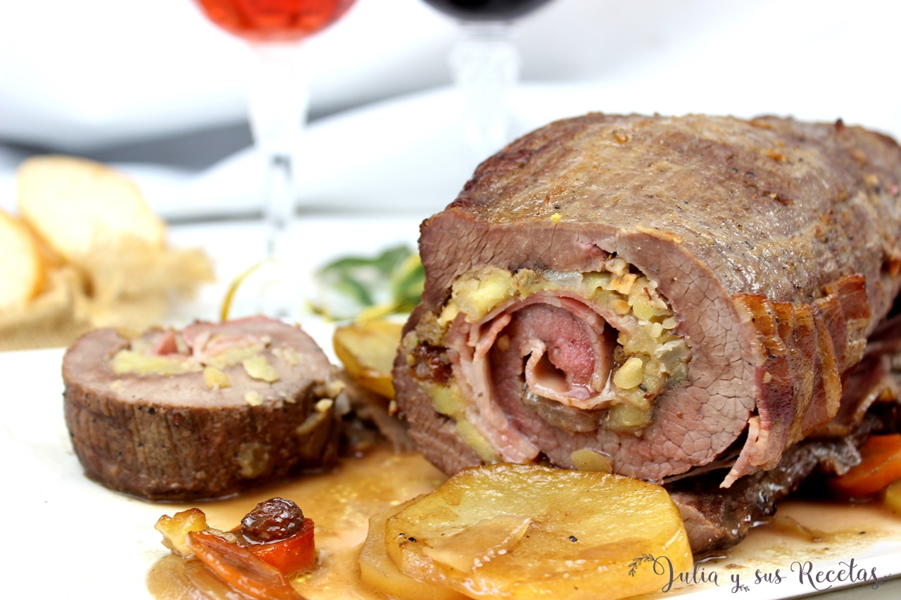 JULIA Y SUS RECETAS: Aleta de ternera rellena de manzana y avellanas