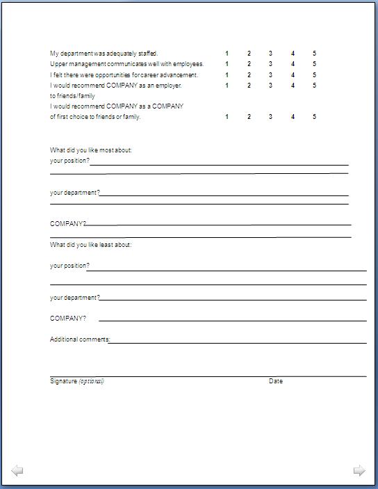 Exit Interview Form Format in doc / pdf