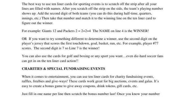 10 Line Football Cards For Gambling Or Raffles: Foottball Betting Cards ...