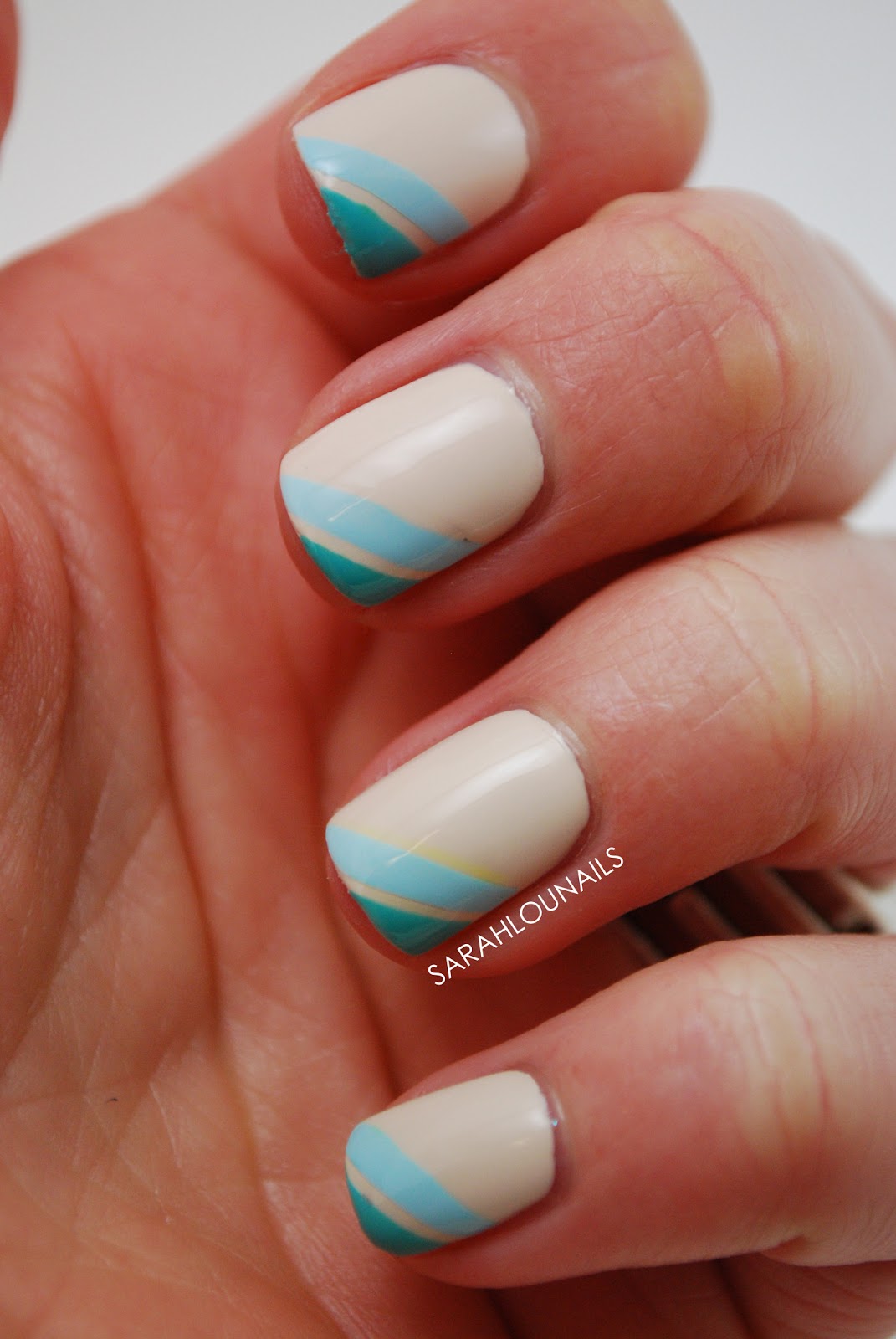 Sarah Lou Nails Nude And Blue Ombre Nails